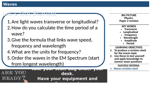 AQA Physics Waves Revision Clock | Teaching Resources