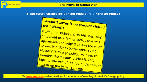 IB History - Factors Affecting Mussolini's Foreign Policy | Teaching ...