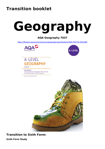 AQA A Level Geography Transition Booklet | Teaching Resources