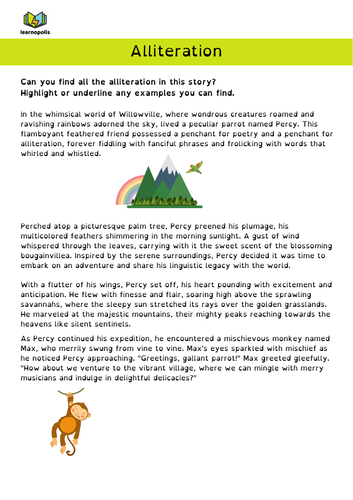 FREE Alliteration Worksheet | Teaching Resources