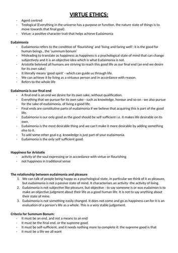Philosophy A-Level AQA moral philosophy A* notes | Teaching Resources