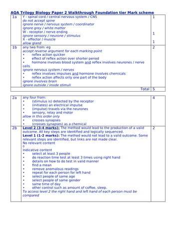 AQA Trilogy Paper 2 predicted paper walkthroughs, exam question ...