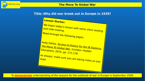 IB History - The Outbreak of War in Europe in 1939 | Teaching Resources
