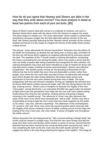 'Compare Owen Sheers and Seamus Heaney's Presentation of Sorrow' A* A ...