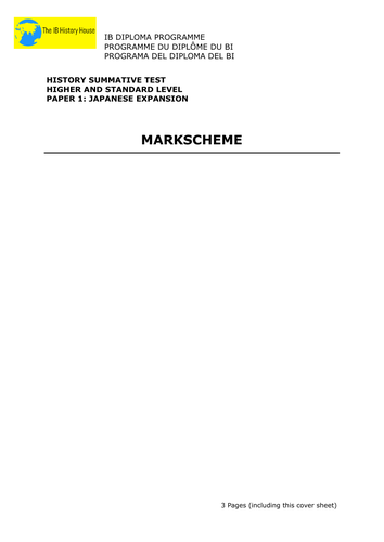 IB History - Practice Paper 1 Japan Markscheme | Teaching Resources