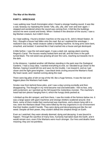 War of the Worlds Writing Challenges | Teaching Resources