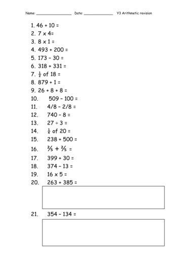 End of Year 3 Maths test - 2 arithmetic test and 2 reasoning tests ...