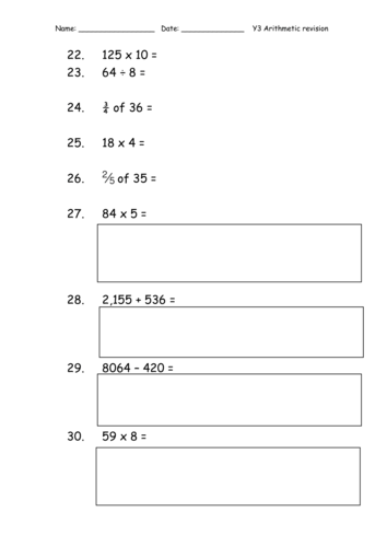 End of Year 3 Maths test - 2 arithmetic test and 2 reasoning tests ...