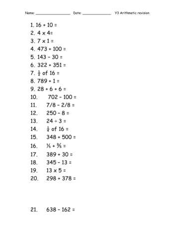End of Year 3 Maths test - 2 arithmetic test and 2 reasoning tests ...
