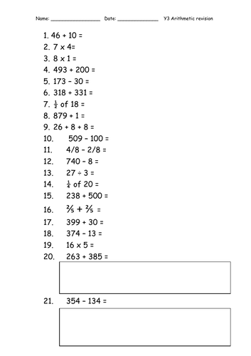 End of Year 3 Maths test - 2 arithmetic test and 2 reasoning tests ... End of Year 3 Maths test - 2 arithmetic test and 2 reasoning tests ...