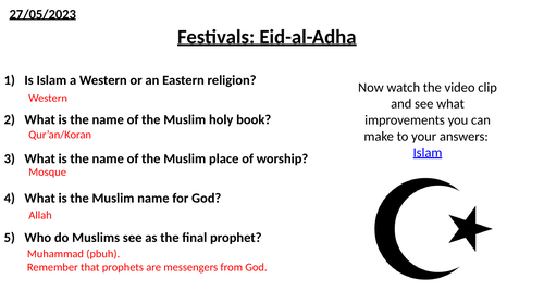 KS3 Eid al-Adha Lesson | Teaching Resources