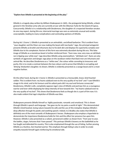 5x Othello Essays (A-Level English Lit) | Teaching Resources