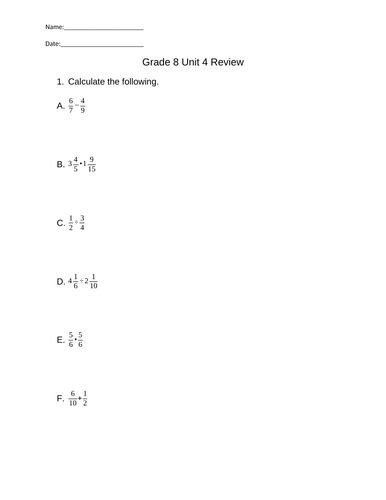 Year 8/9 (Grade 7/8) Proportional Relationships Unit Lesson Plans and ...