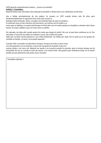 GCSE Spanish Reading and Comprehension Mastery | Teaching Resources
