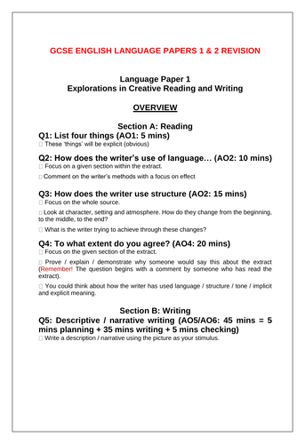 AQA English Language GCSE Straightforward Revision Guide | Teaching Resources