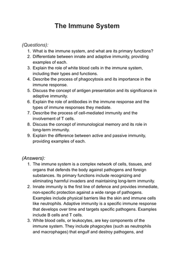 CONCISE A* A Level Biology Topic 3 Immune System & Gas Exchange ...