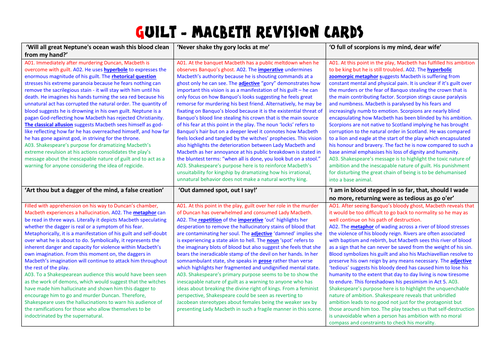Macbeth Revision Cards on 6 Themes | Teaching Resources