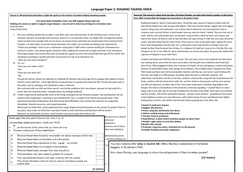 AQA Language Paper2 Walking Talking Mock | Teaching Resources
