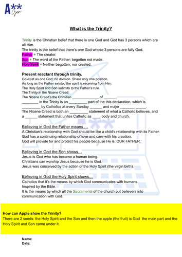 RE Edexcel A GCSE | Catholic Christianity - 1.1 The Trinity Class ...