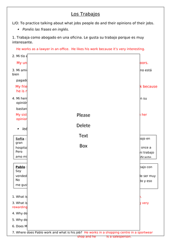 SPANISH - JOBS - LOS TRABAJOS | Teaching Resources