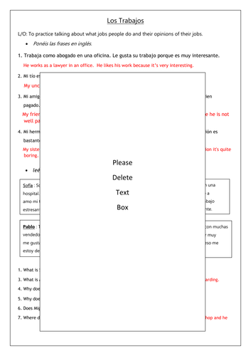 SPANISH - JOBS - LOS TRABAJOS | Teaching Resources