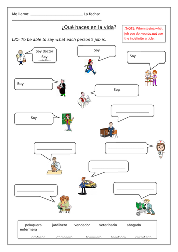 SPANISH - JOBS - LOS TRABAJOS | Teaching Resources