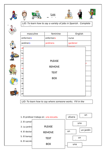 SPANISH - JOBS - LOS TRABAJOS | Teaching Resources