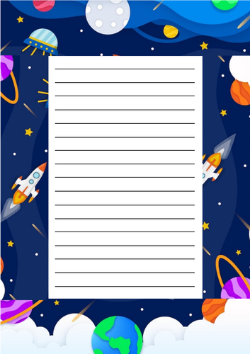Intergalactic Adventures Writing Page Border: Lined and Unlined options ...