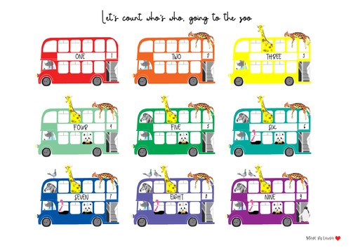 Early Years Maths Poster Bundle: London Buses Theme | Counting, Shapes ...