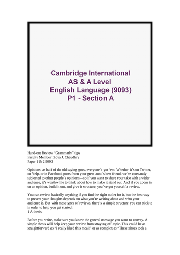 P1 & P2 How to write a review | Teaching Resources