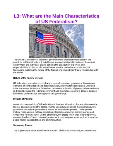 Federalism | Teaching Resources