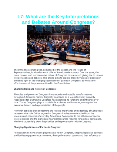 Congress Debates Around | Teaching Resources
