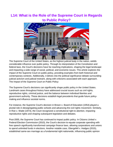 Supreme Court Public Policy | Teaching Resources