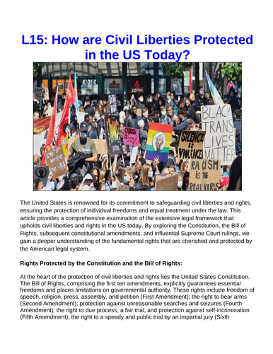 Civil Liberties Rights Protected USA | Teaching Resources