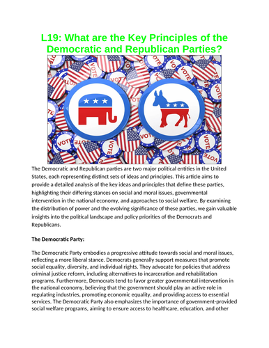 Democratic Republican Parties | Teaching Resources