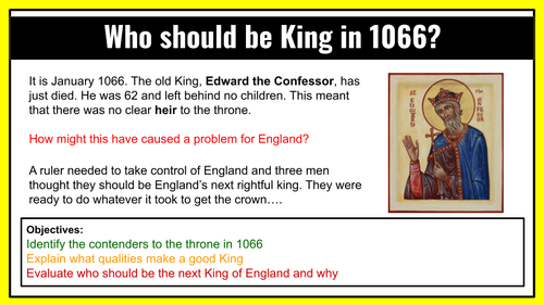Contenders to the throne in 1066 KS3 | Teaching Resources
