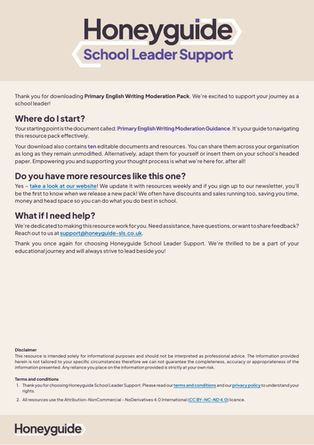 Primary English Writing Moderation Pack | Teaching Resources