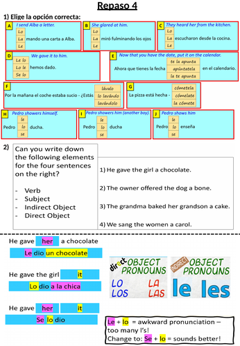 A-Level Spanish Revision Class 4 - Direct and indirect objects versus ...