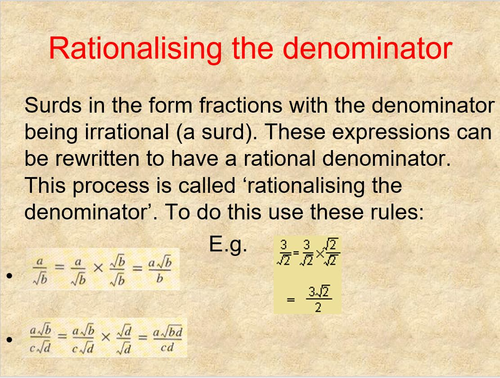 Surds and Indices Topic Review (Rationalising & Fractional & Binomial ...