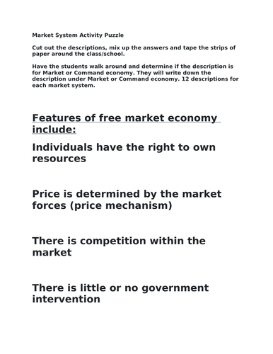 Market System Matching Activity | Teaching Resources