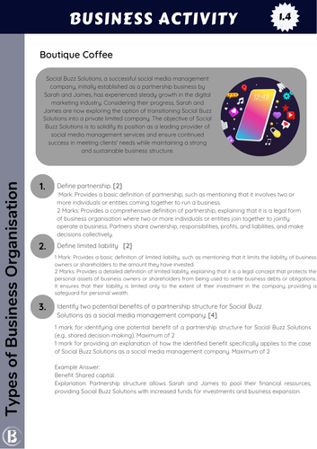 IGCSE Business unit 1.4 Types of Business organisation | Teaching Resources