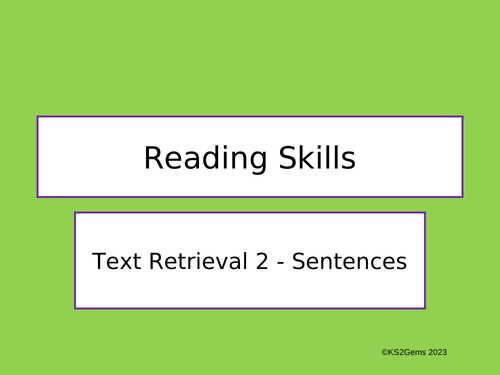 Reading Skills Text Retrieval - sentences | Teaching Resources