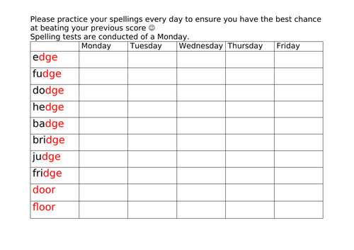 Year 2 Weekly Spellings - Whole Year | Teaching Resources