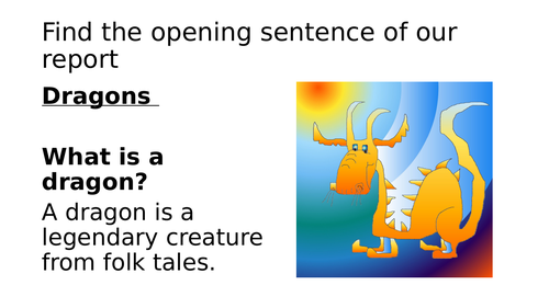 Dragons information text Year 1 | Teaching Resources