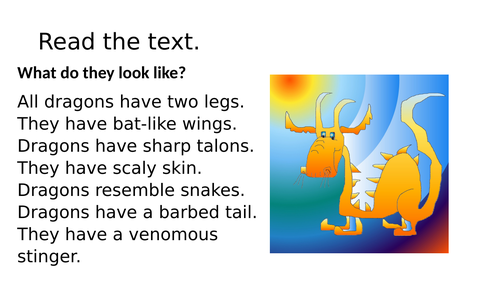 Dragons information text Year 1 | Teaching Resources