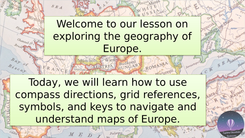 KS2 Europe: Grid References, Compass Directions and Map Symbols ...