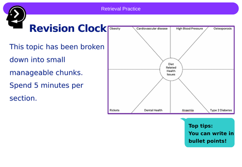 Retrieval Practice - GCSE Food P&N AQA 8585 Revision - Clock Revision ...