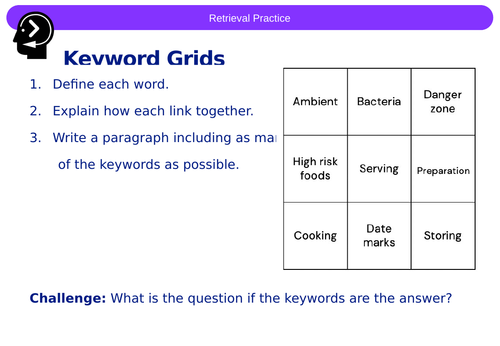 Retrieval Practice - GCSE Food P&N AQA 8585 Revision - Keyword Grid ...