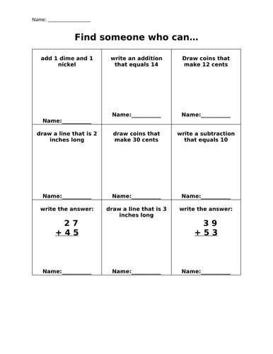Find someone who can.. Math starter | Teaching Resources