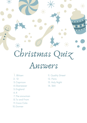 Christmas Quiz and answers | Teaching Resources